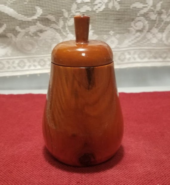 Antique Pear Shaped Teakwood Trinket Box - Gem