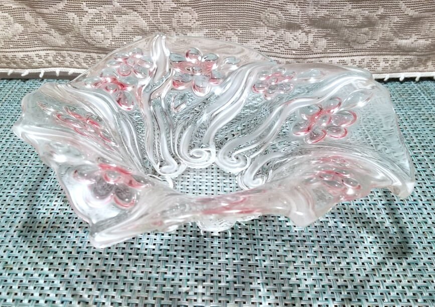 Vintage Mikasa Floral Dance Pattern Pink Frosted Bowl Made | Etsy