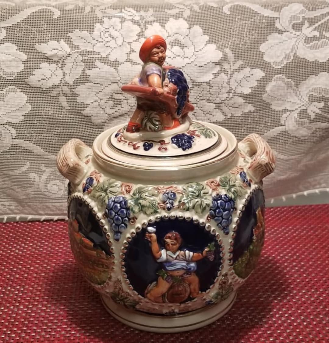 Vintage German Biscuit Jar / Cookie Jar Drachenfels, Stolzenfels ...