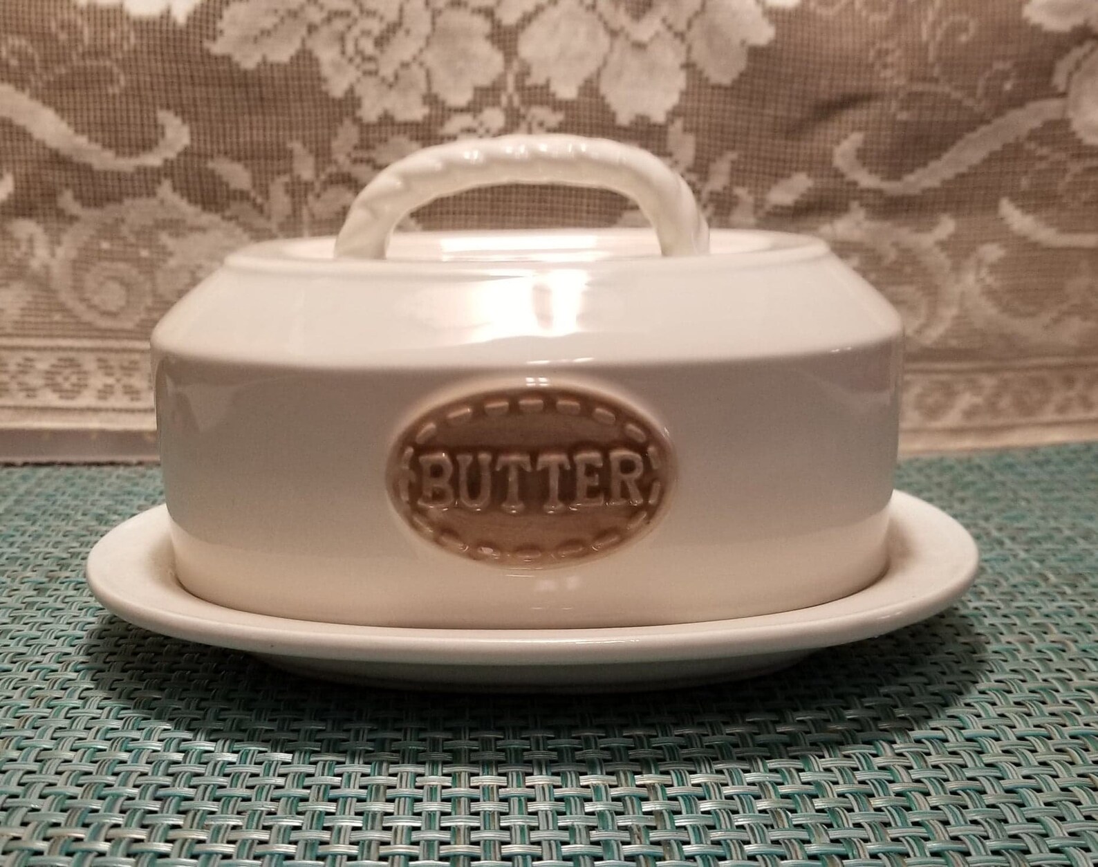 Butter Dish with Rope Designed Handle and embossed word | Etsy