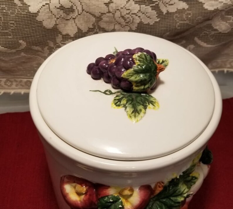 Vintage Ceramic Embossed Canister by KMC / Fruit Embossed - Etsy