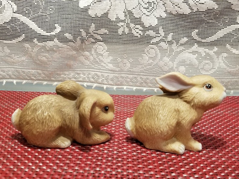 Vintage Pair of HOMCO Brown Bunny Rabbit Figurines | Etsy
