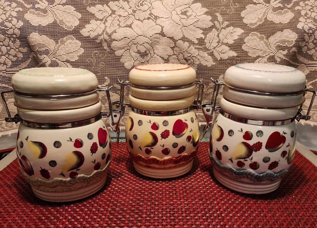 Vintage MSRF Inc Ceramic Hinged Lid Canister/jars (3) - Etsy