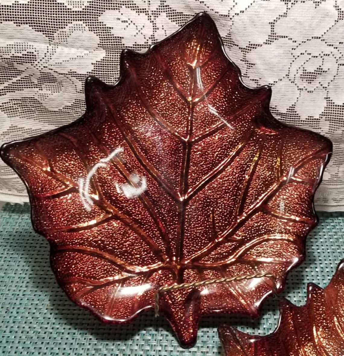 AKCAM Maple Leaf Shaped Dishes Two Glass Leaf Shaped Plates | Etsy