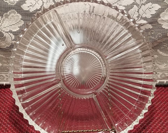 Vintage Heavy Glass Round Divided Serving Platter / Tray - Etsy