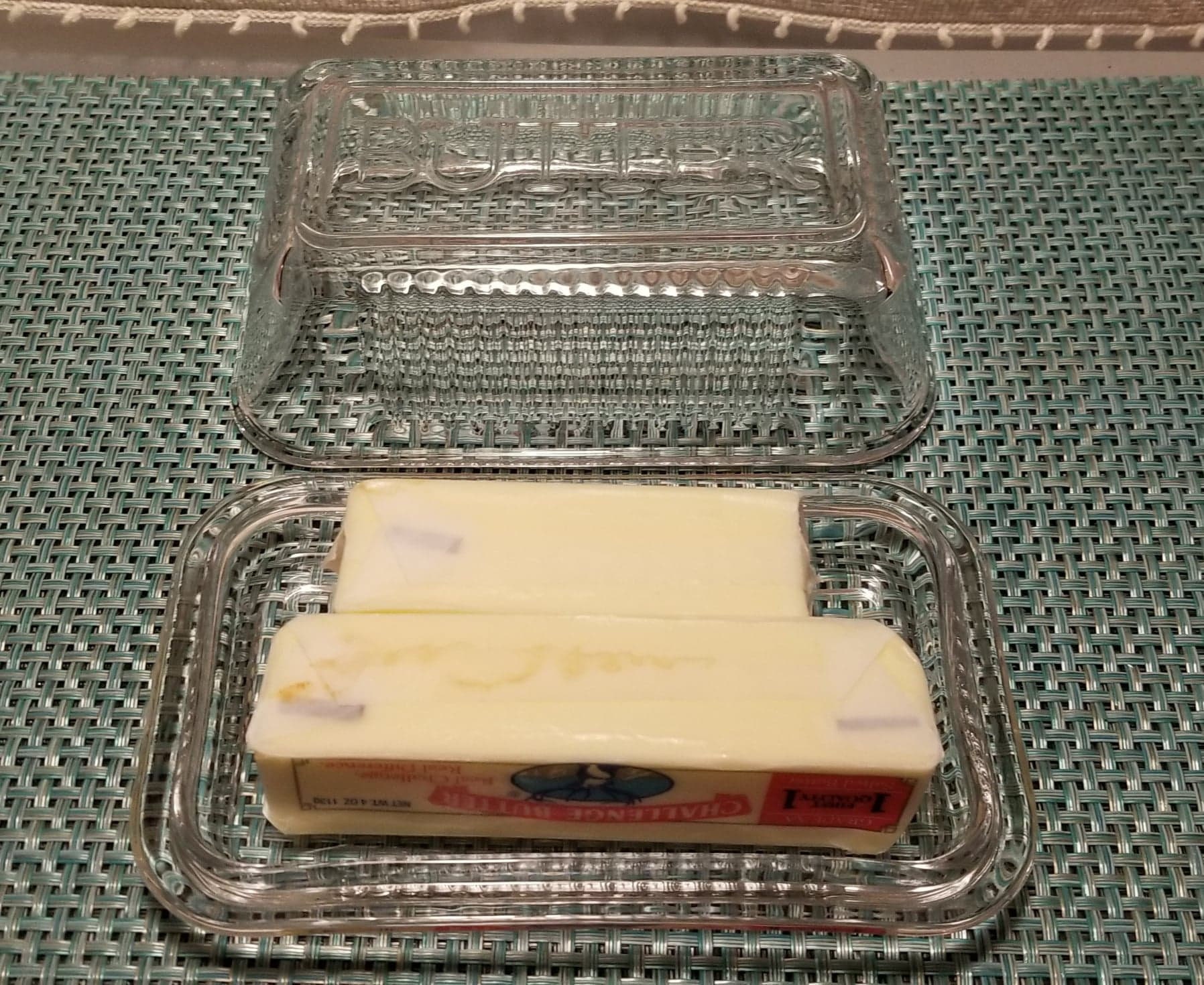 Clear Glass Butter Dish With Etched Word butter | Etsy