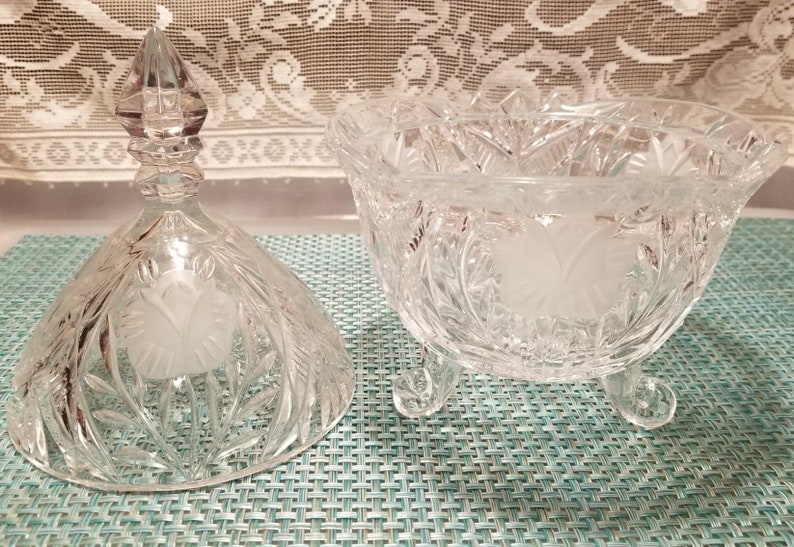 Crystal Candy Dish With Etched Design - Etsy