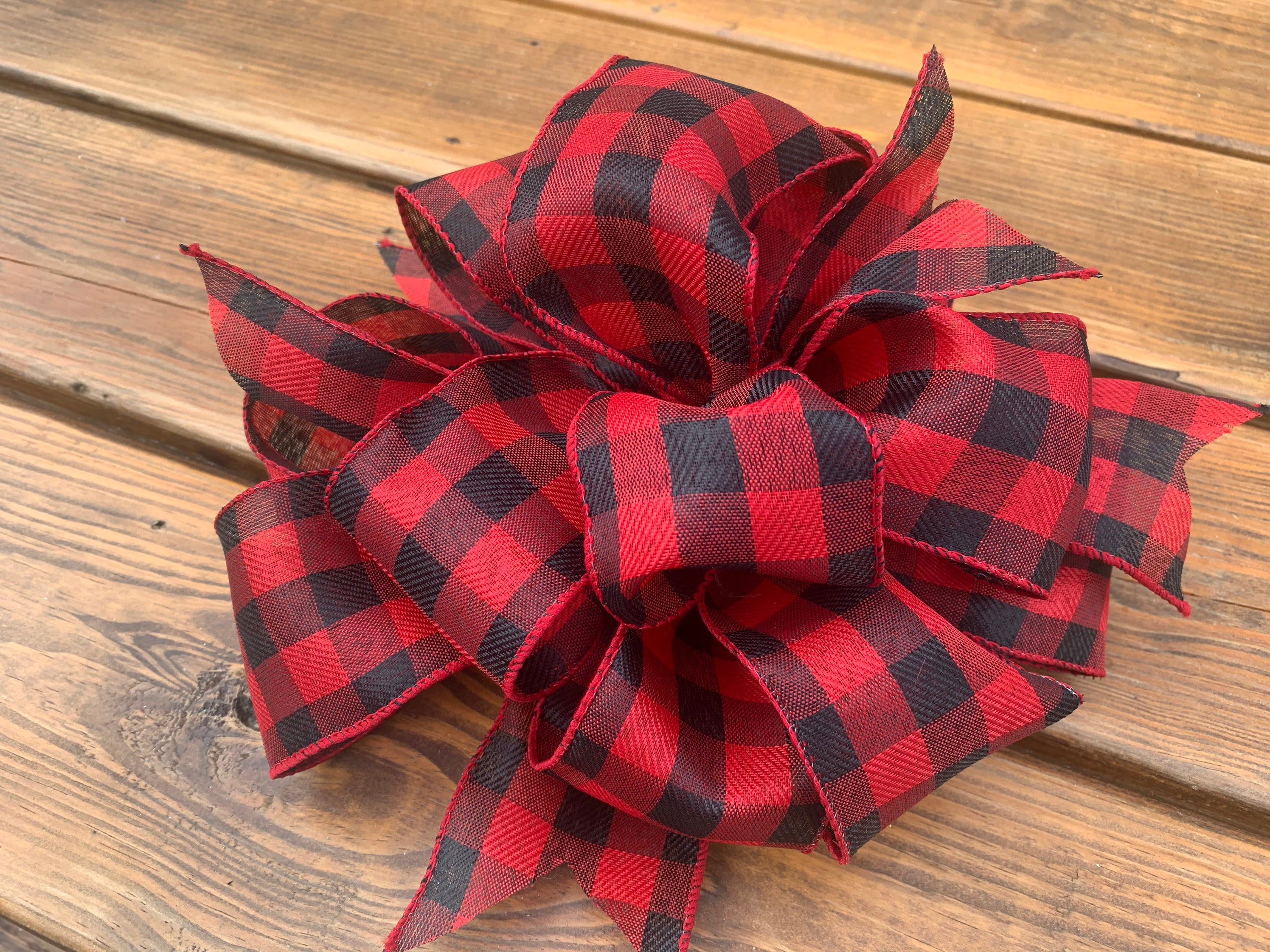 Red Buffalo plaid bow or red Buffalo plaid and burlap | Etsy
