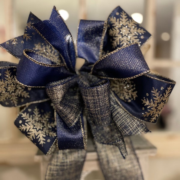 Blue Christmas Bow - Etsy