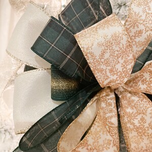 Elegant Green Gold and Cream Christmas Wreath Bow | Christmas Tree ...