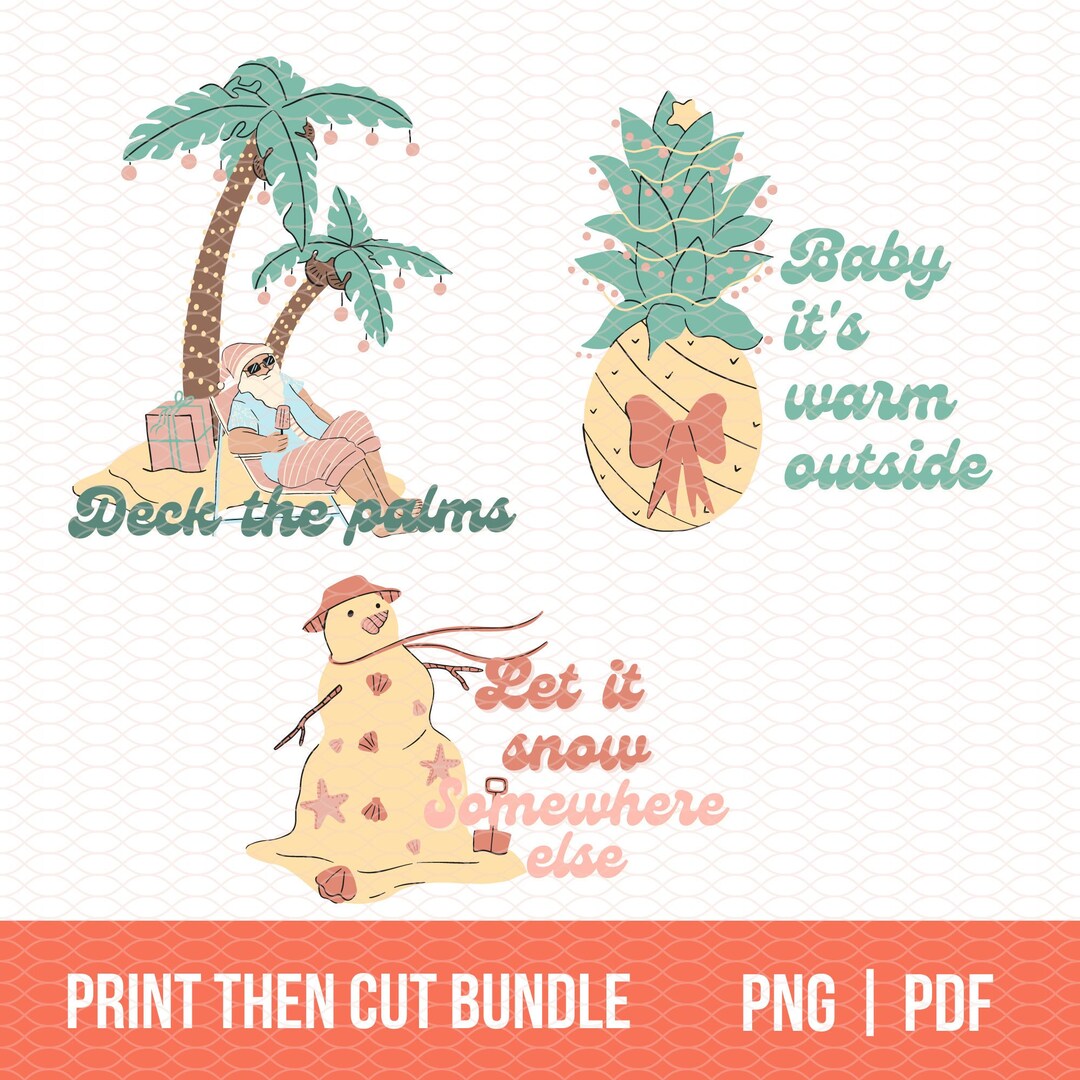 Beach Christmas PNG Beach Christmas Sign Print Then Cut Bundle ...