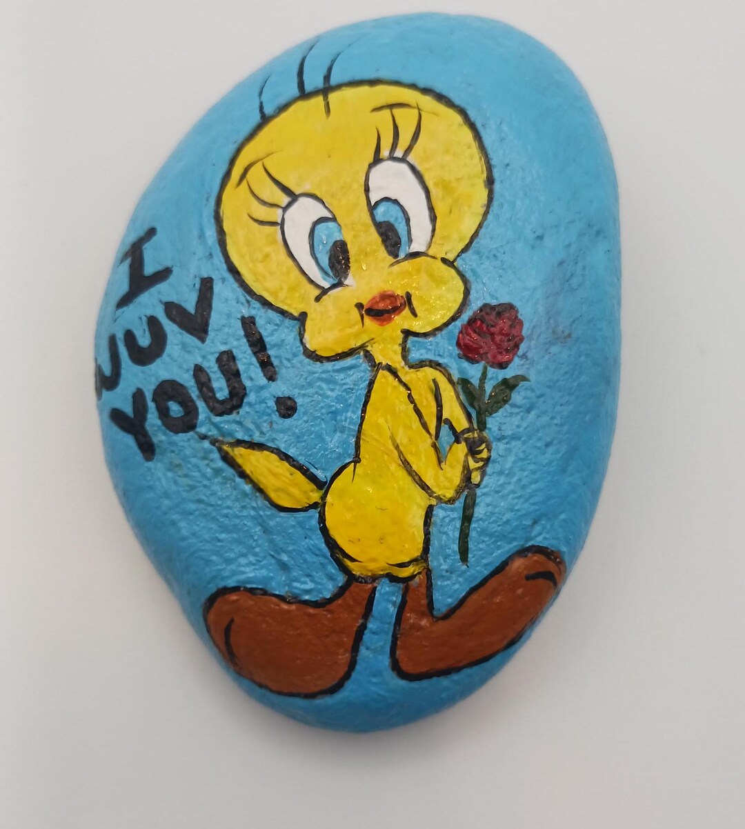 Tweety Bird Acrylic Painted Rock. Handpainted, Tweety Says,i Wuv You - Etsy