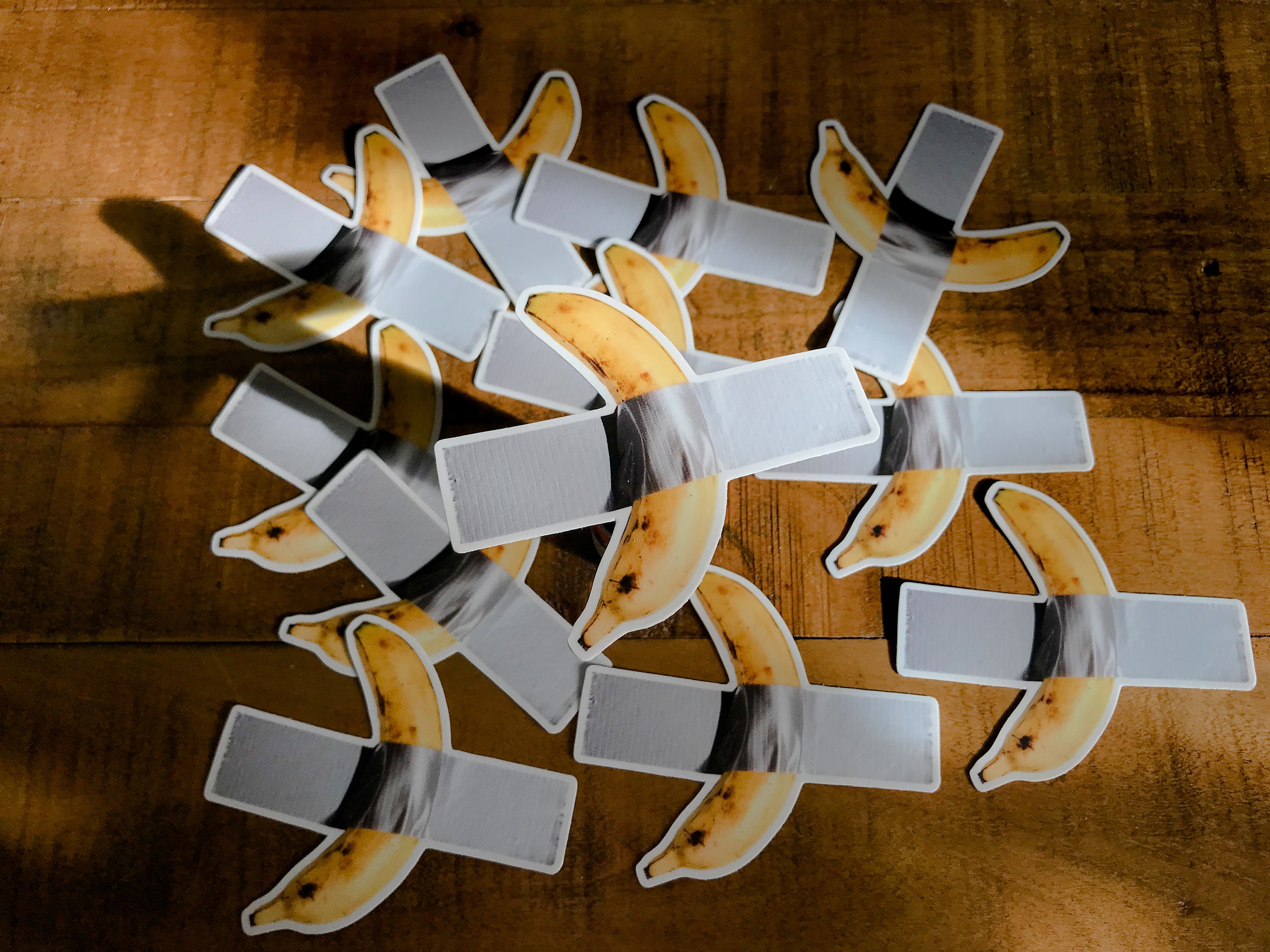 Banana Taped to the Wall - Modern Art Sticker | Banana Duct-taped ...