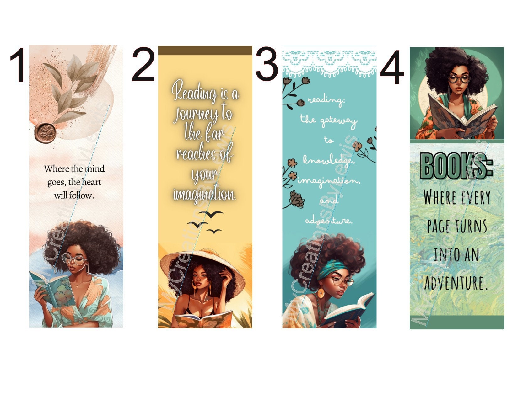 African American Bookmarks Reading Accessory Gift Set Custom Design ...