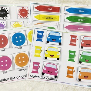 Colors Matching Toddler Busy Book Pages Printable, Learning Binder ...