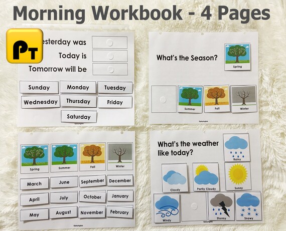 Morning workbook Printable Seasons Weather Days of the | Etsy