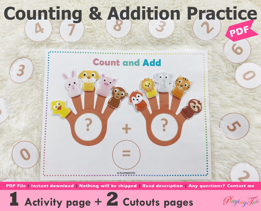 Addition Practice Printable, Addition Game, Counting Practice ...