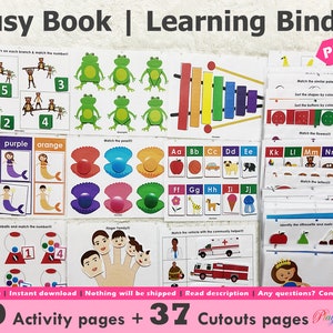 Toddler Busy Book Printable Pack, Toddler Learning Folder, Quiet Book ...