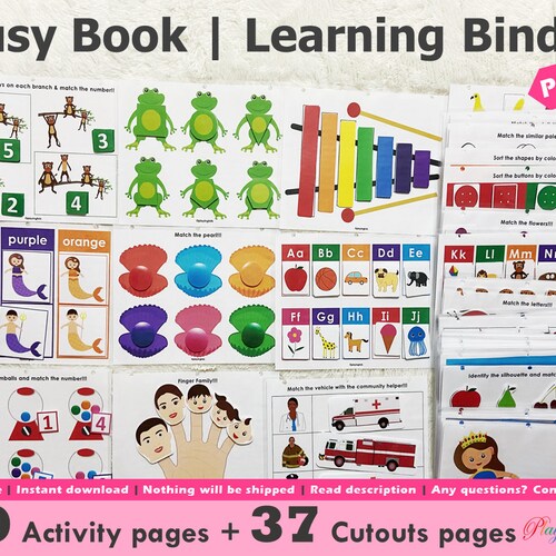 Preschool Learning Binder Printable Toddler Busy Book Quiet - Etsy
