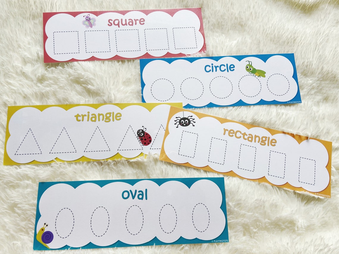 Shapes Tracing Activity Cards Printable Trace 2D Shapes | Etsy