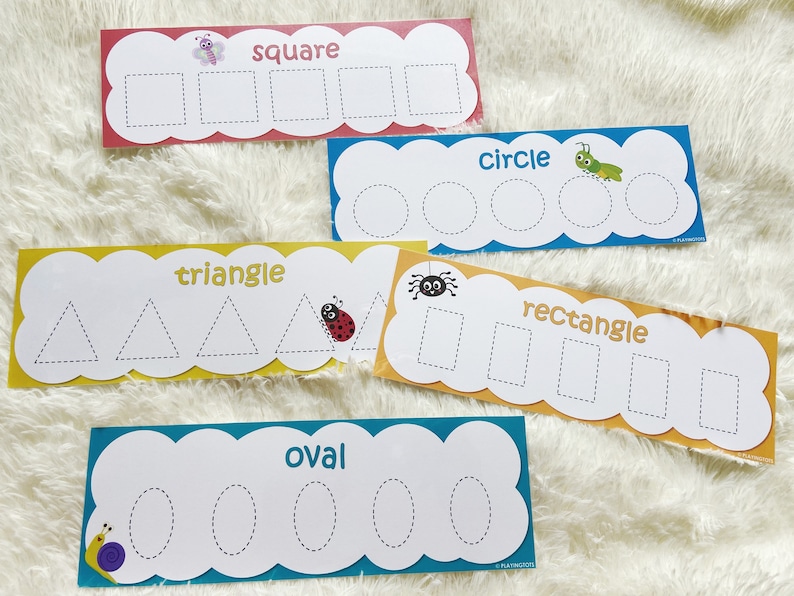 Shapes Tracing Activity Cards Printable Trace 2D Shapes | Etsy