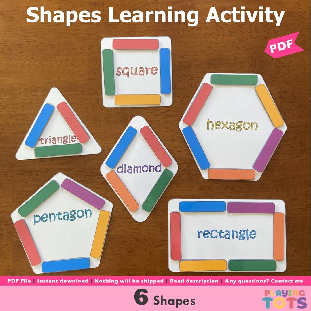 Shapes Activity Printable, Learn 2D Shapes, Busy Bags Activity, Toddler ...