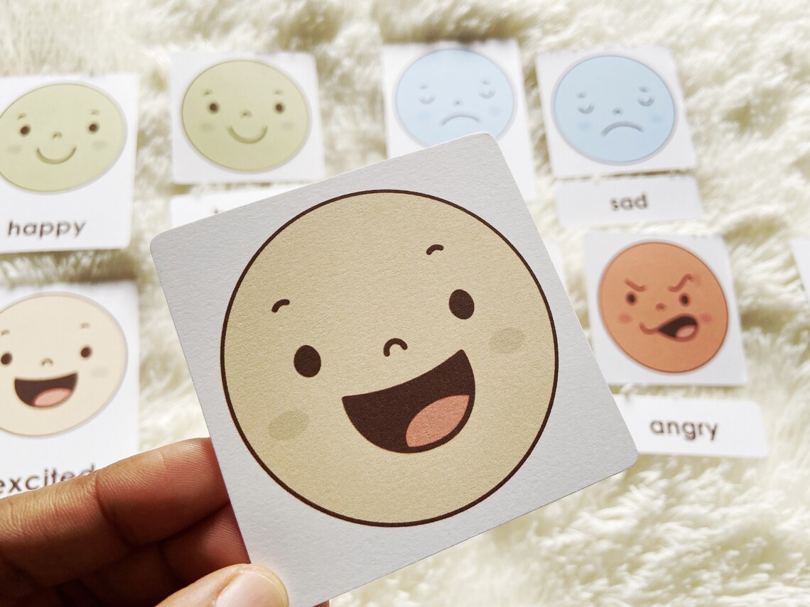 Emotions Flashcards Printable Feelings Montessori 3 Part | Etsy