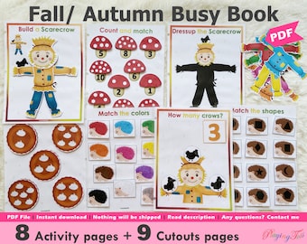 Fall or Autumn Busy Book Printable for Toddlers, Learning Activities ...