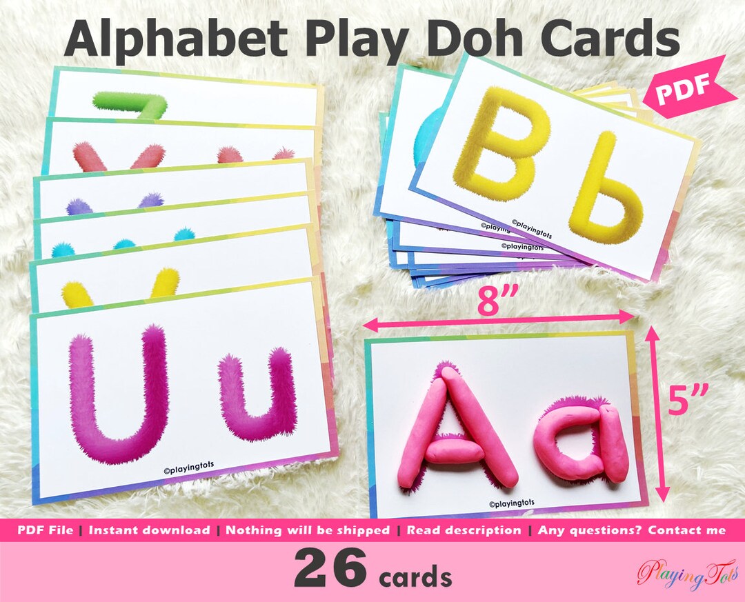 Alphabet Playdoh Cards Printable, Uppercase and Lowercase Letters ...