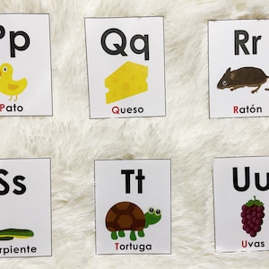 Spanish Alphabet Flash Cards Printable, Alphabet Picture Flashcards ...