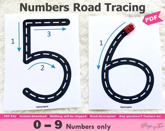 Number Mats, Tracing Numbers, Printable Race Car Mats, Instant Download ...