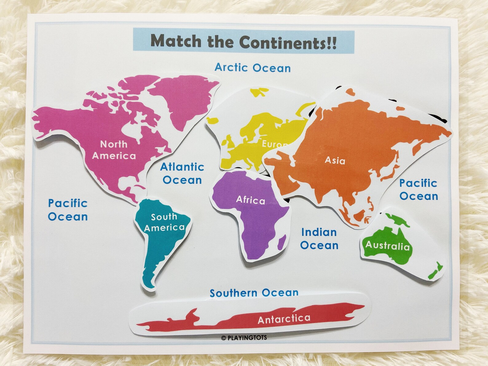 Continents Matching Activity Printable Continents of the - Etsy