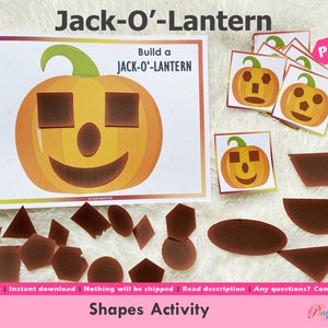 Jack O Lantern Printable, Build Jack O Lantern, Shapes Activities, Fall ...