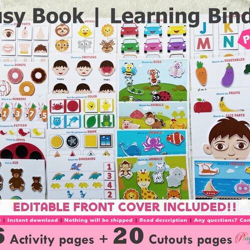 Toddler Busy Book Printable Learning Binder Educational - Etsy