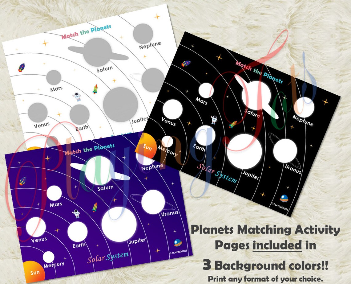 Solar System Planets Printable Planets Matching Activity | Etsy