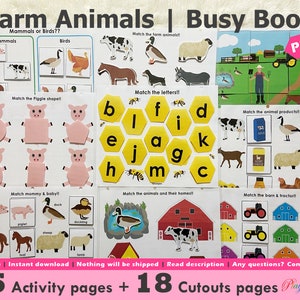 Farm Animals Toddler Busy Book Printable, Learning Binder, Homeschool ...