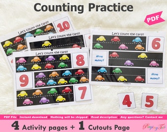 Counting Practice Printable Numbers Matching Preschool Math | Etsy