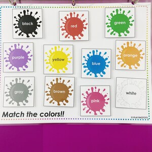 Colors Matching Toddler Busy Book Pages Printable Learning | Etsy