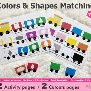 Colors and Shapes Matching Activity Printable Toddler Busy - Etsy