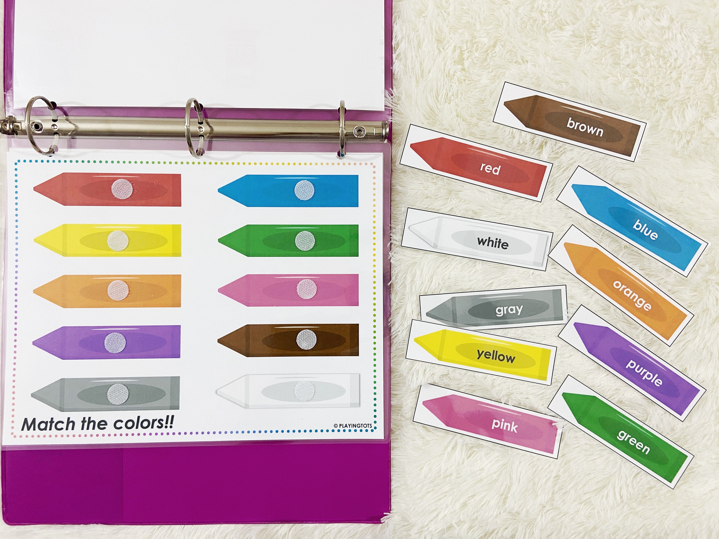 Colors Matching Toddler Busy Book Pages Printable, Learning Binder ...
