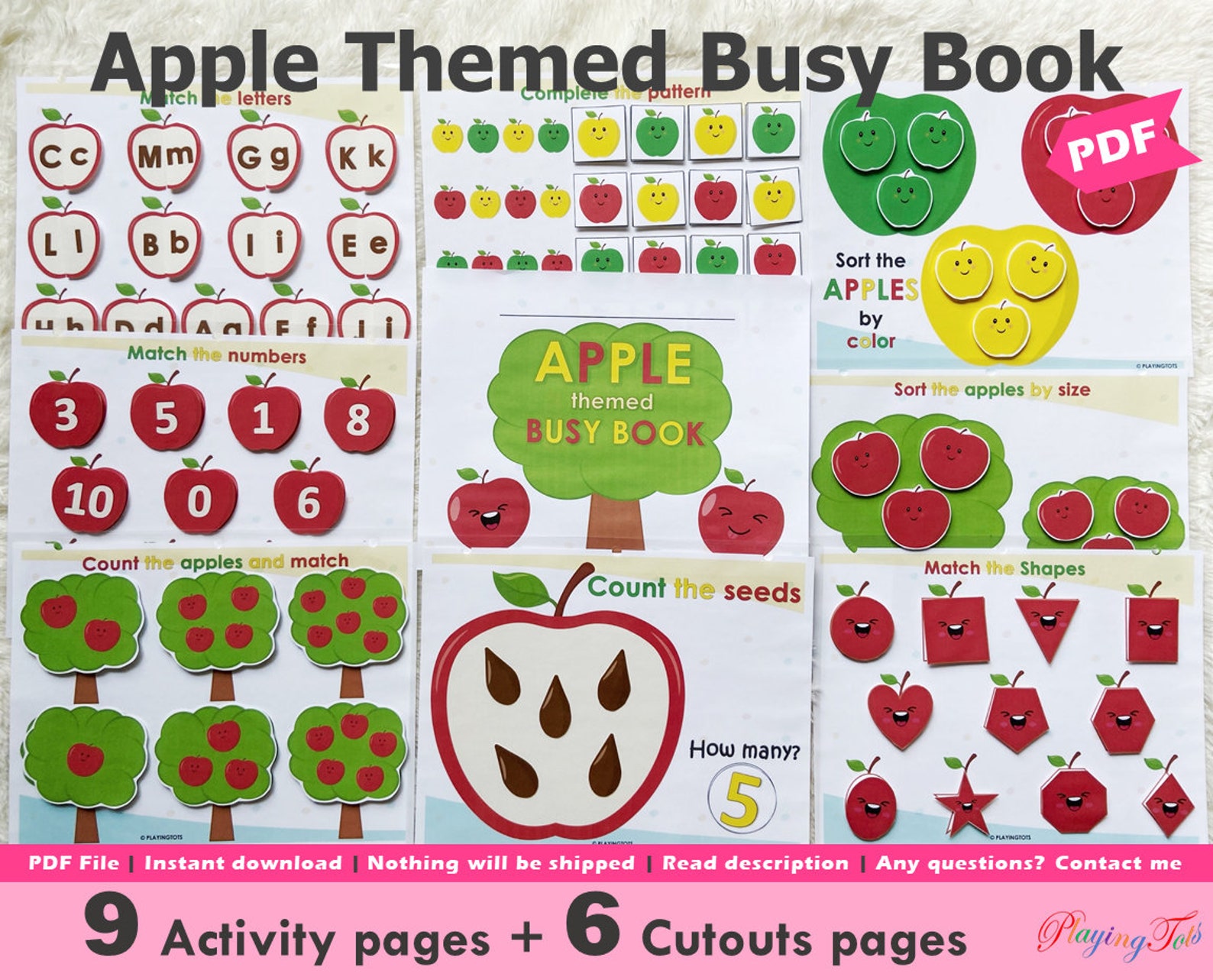 Apple Themed Busy Book Printable Toddler Busy Book Learning - Etsy