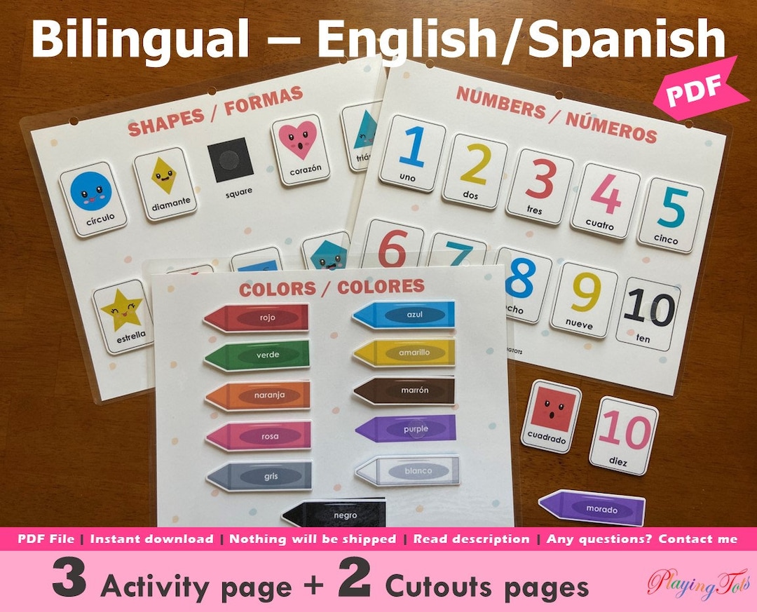 Bilingual Spanish Toddler Busy Book Printable, Learning Binder, Quiet ...