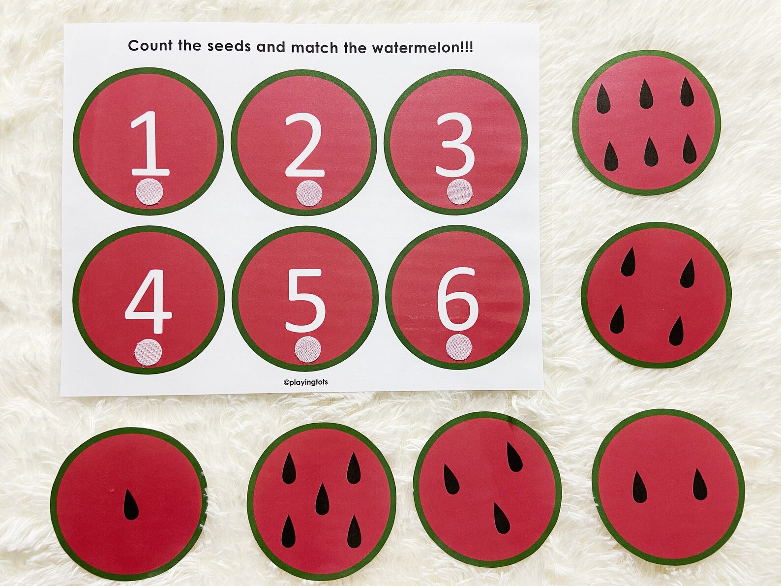 Counting Activity Printable Watermelon Seeds Counting Learn - Etsy