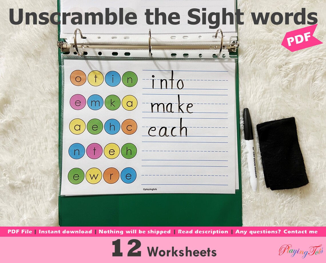 Unscramble the Sight Words Activities Printable Sight Words | Etsy