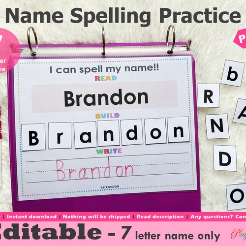 Editable 6 Letter Name Spelling Practice Activity Printable - Etsy Editable 6 Letter Name Spelling Practice Activity Printable - Etsy