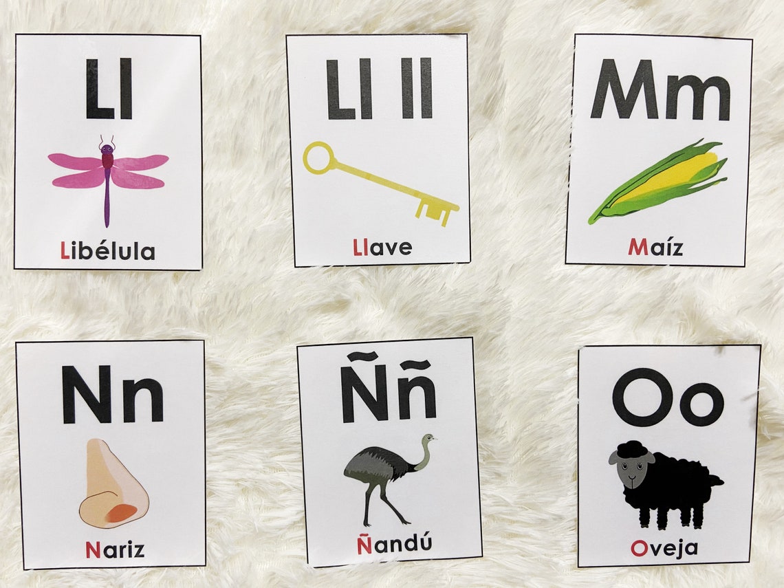 Spanish Alphabet Flash Cards Printable, Alphabet Picture Flashcards ...