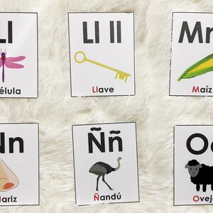 Spanish Alphabet Flash Cards Printable, Alphabet Picture Flashcards ...