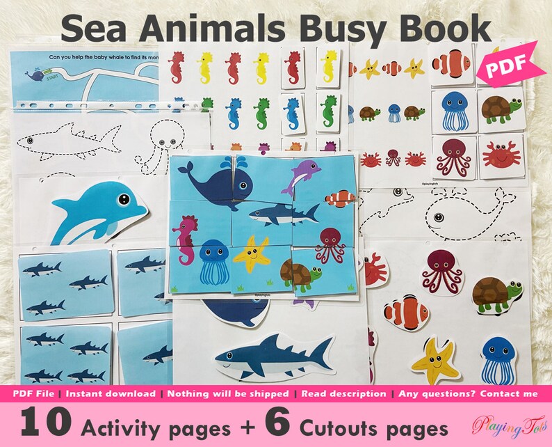 Sea Animals Toddler Busy Book Quiet Book Home School - Etsy