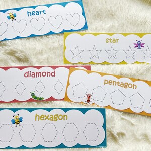 Shapes Tracing Activity Cards Printable, Trace 2D Shapes, Learning ...