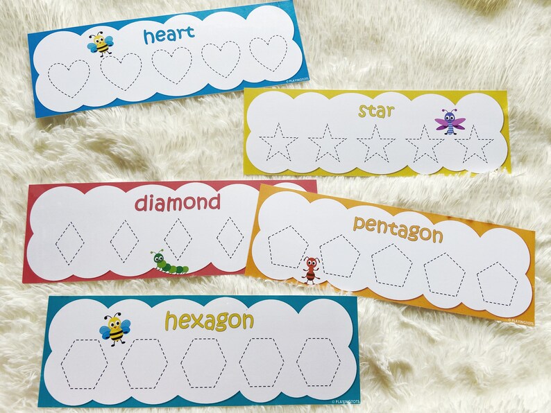 Shapes Tracing Activity Cards Printable Trace 2D Shapes - Etsy